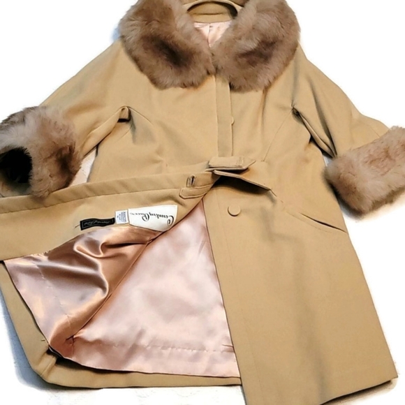 Vintage | Jackets & Coats | Vintage Coat Cream Fur On Neck Cuffs 6s ...